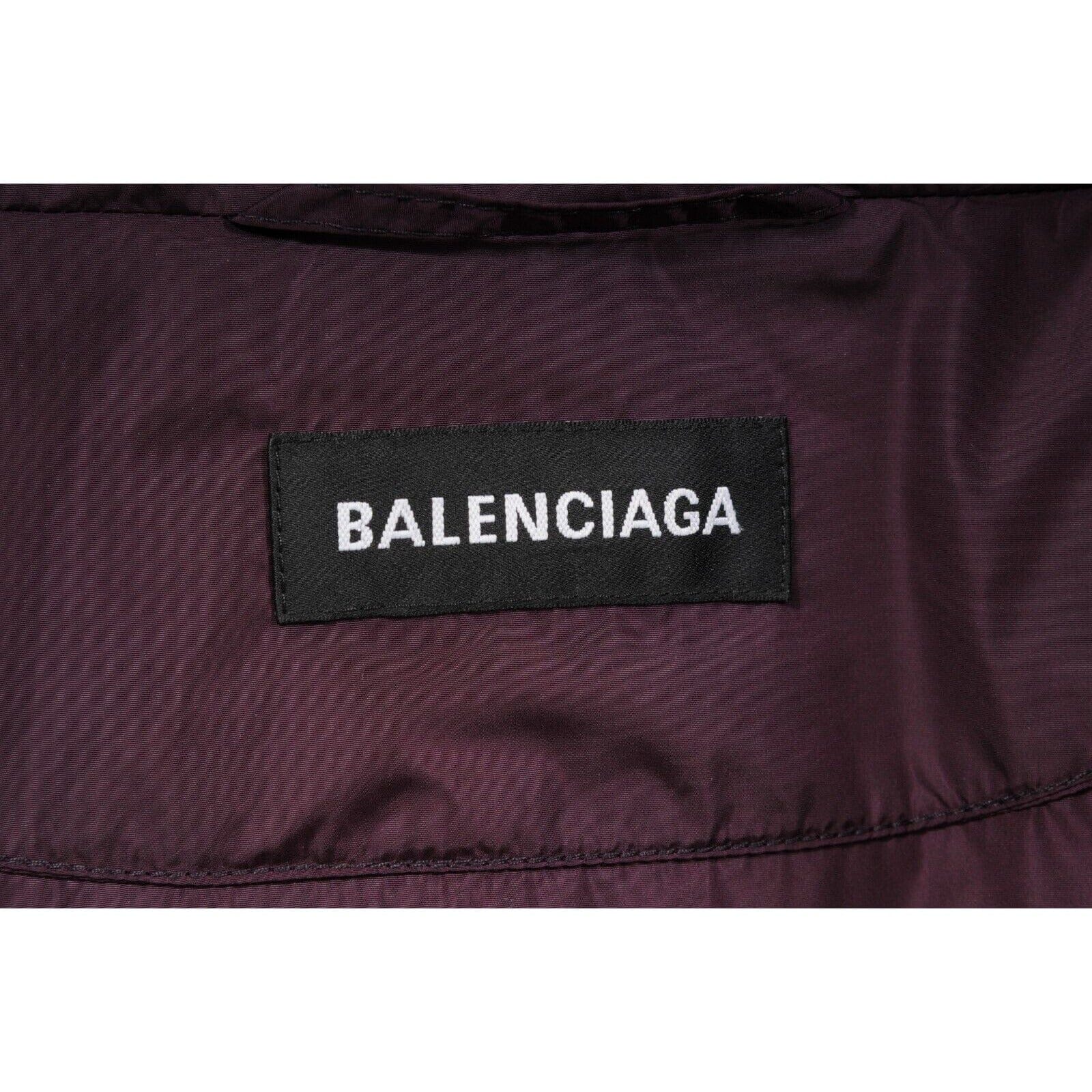 Balenciaga Mens Logo Windbreaker 54 XL Maroon Nylon Hooded Rain Jacket ...
