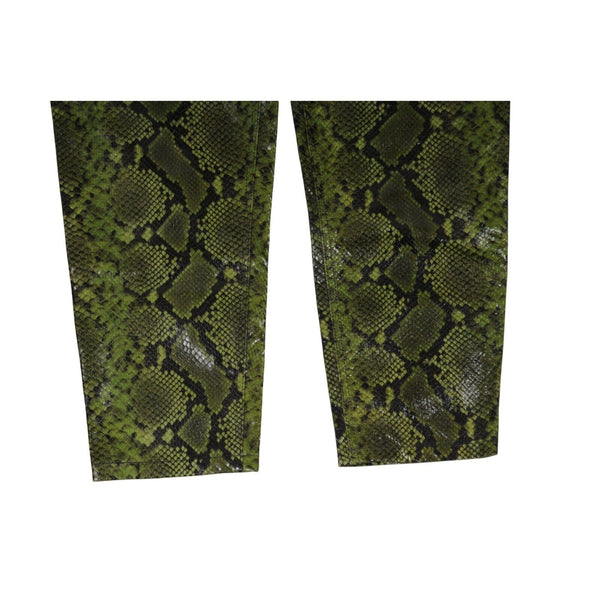 The Attico Womens Python Print Leather Pants IT 44 Green Embossed Snake ...