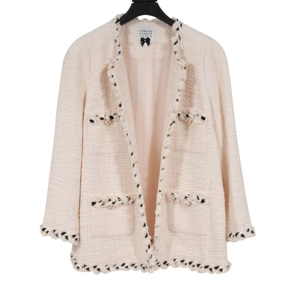 Embroiderd Fitted Cream Tweed Jacket – THE-ECHELON