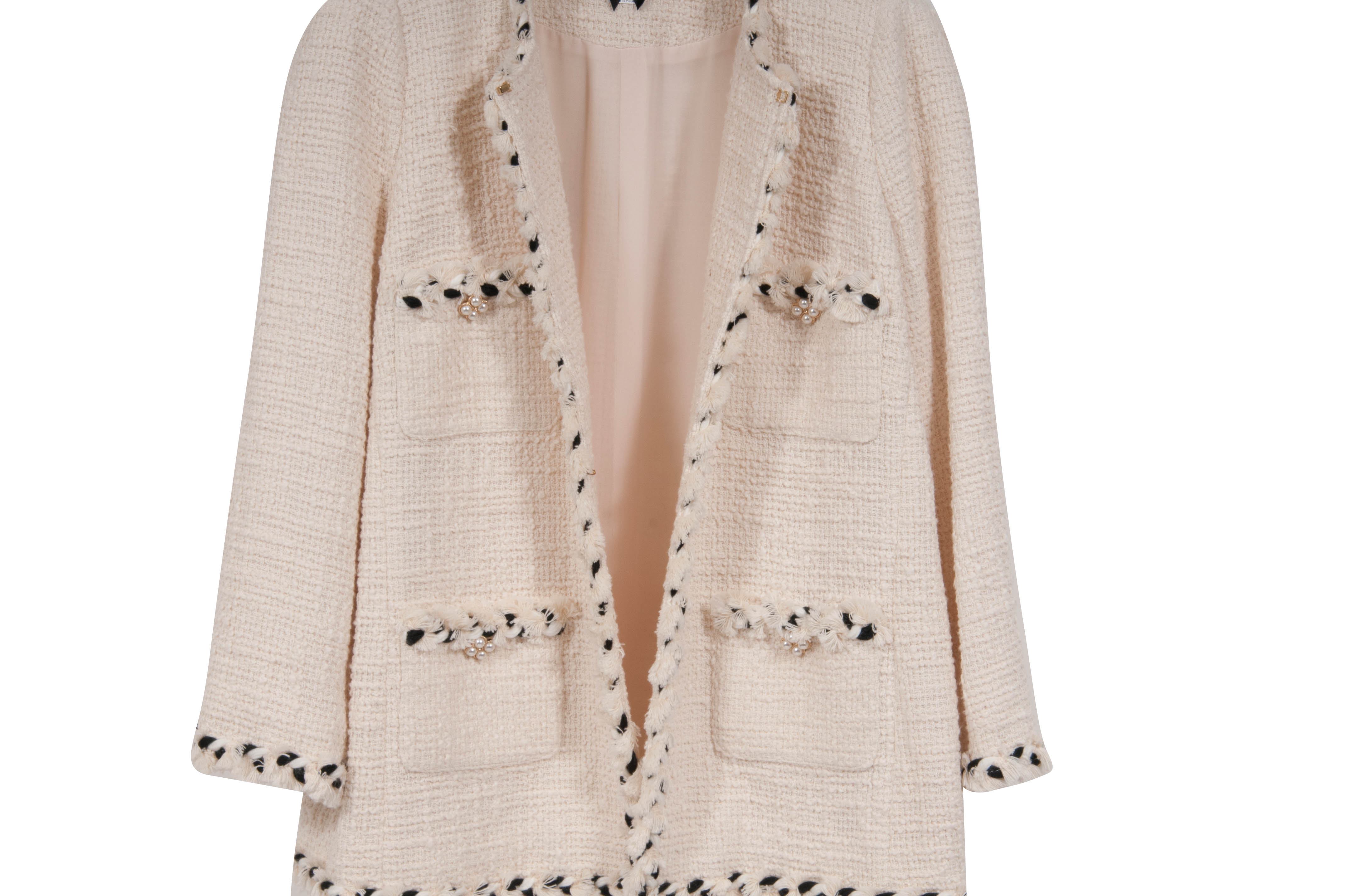 Embroiderd Fitted Cream Tweed Jacket – THE-ECHELON