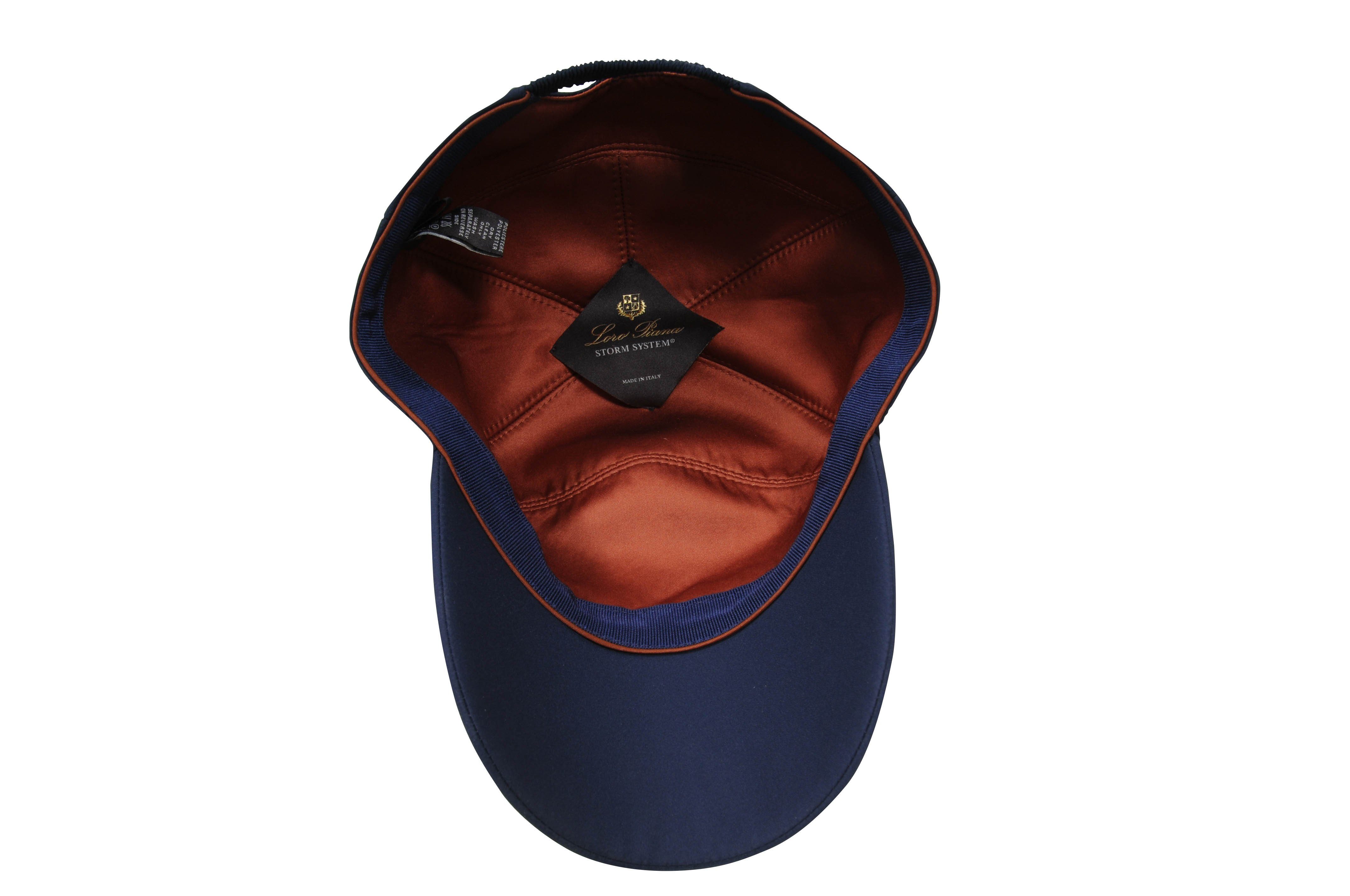 Loro Piana Men's Navy Blue Nylon Stretch 5 Panel Logo Cap Hat Medium ...