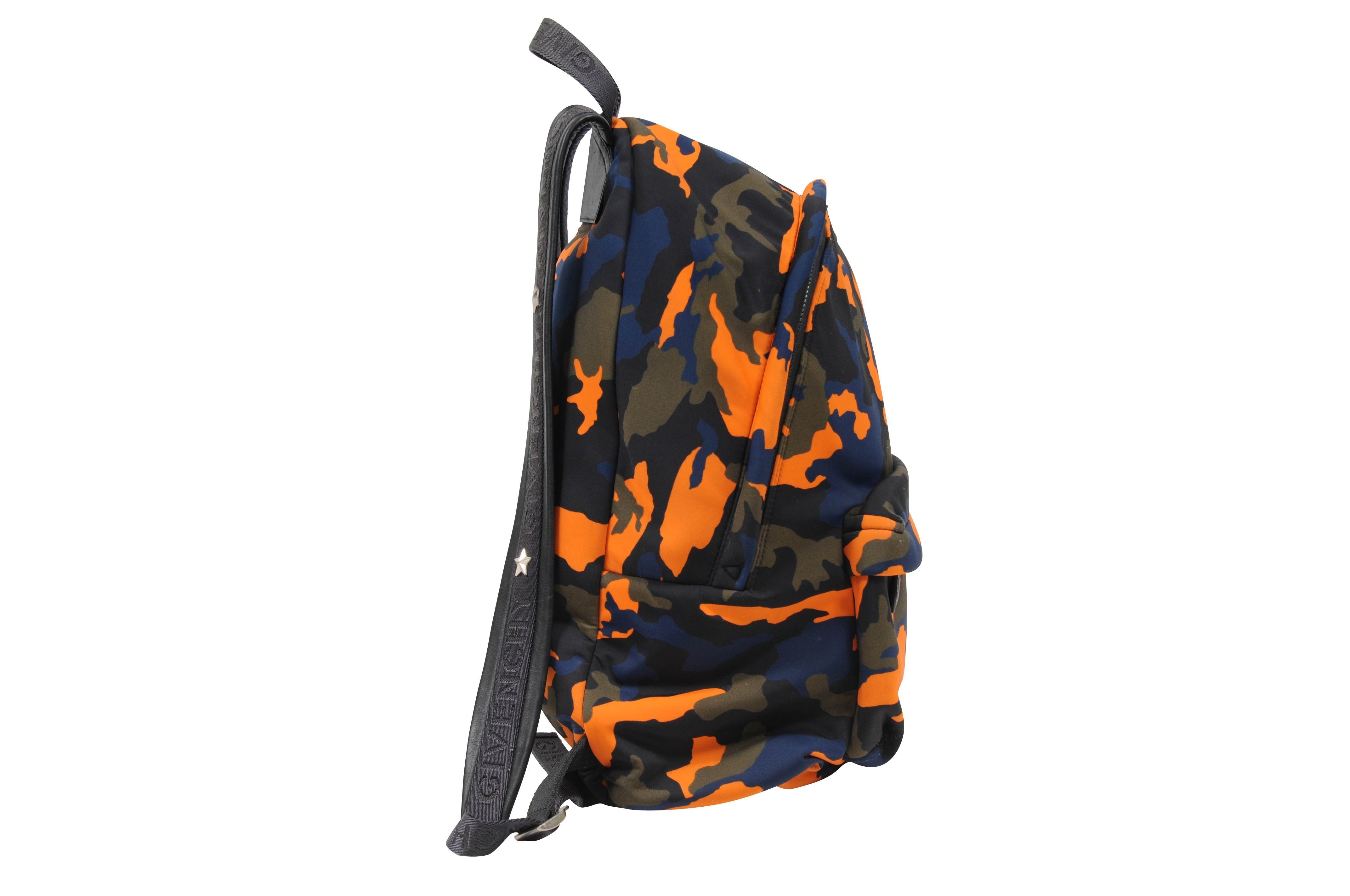 Givenchy Men's Neoprene Orange Blue Green Camouflage Leather Star ...