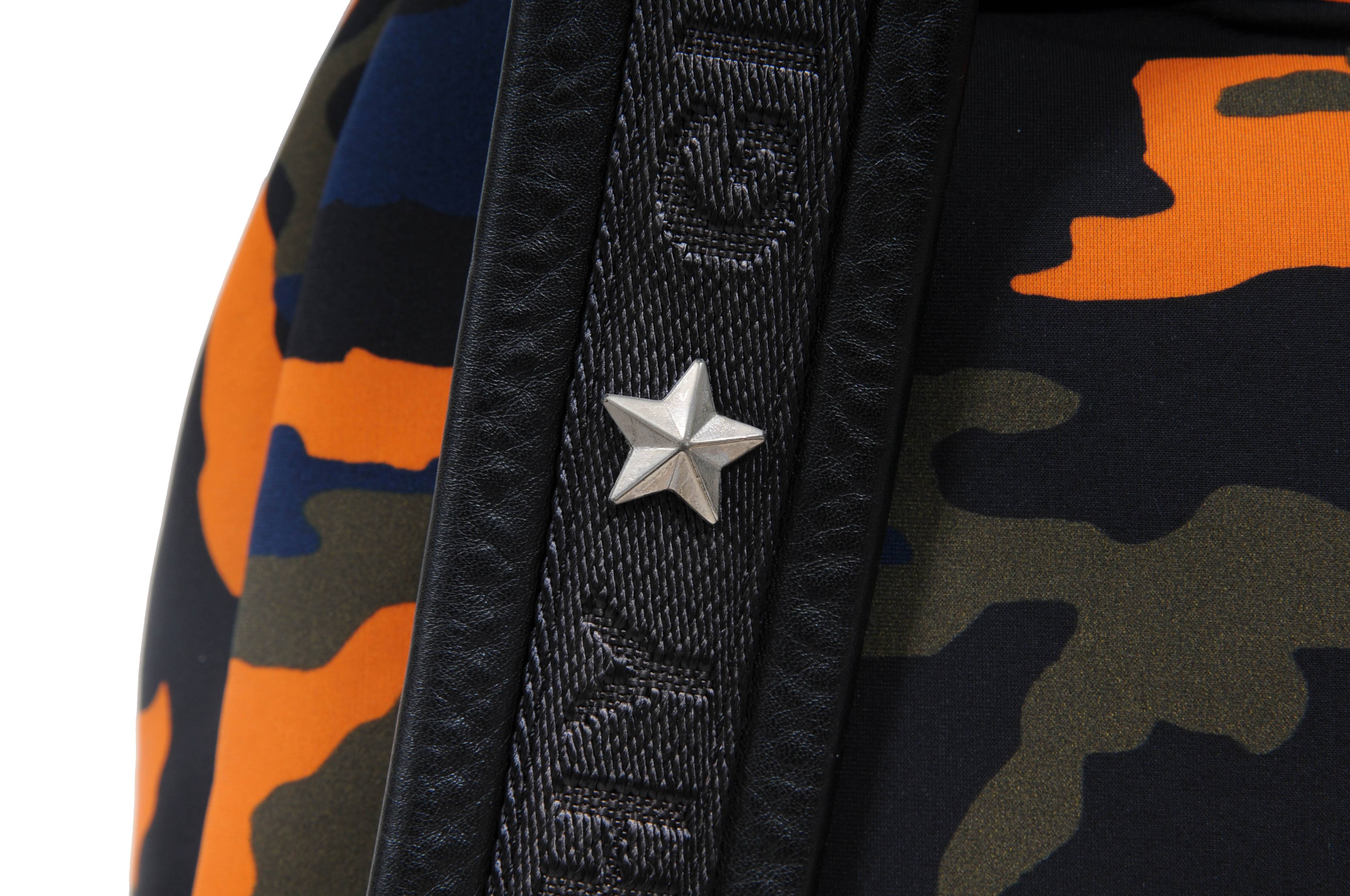Givenchy Men's Neoprene Orange Blue Green Camouflage Leather Star ...