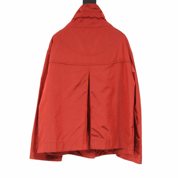 Akris Red Nylon Windbreaker Jacket Coat Size 14 Oversized Buttons ...