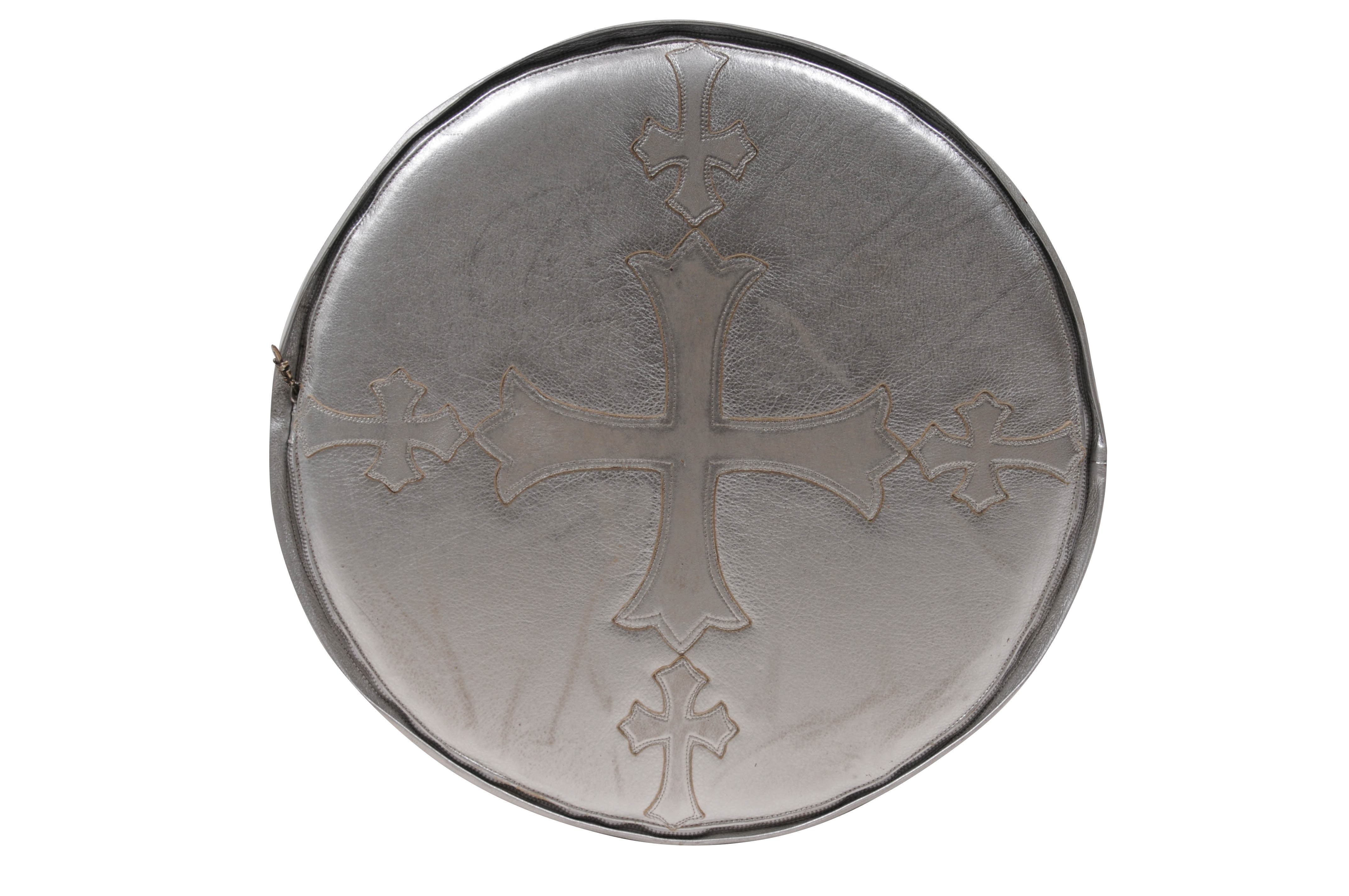 Chrome Hearts Silver Multi Cross Patch Leather Stool Chairs Home Decor ...